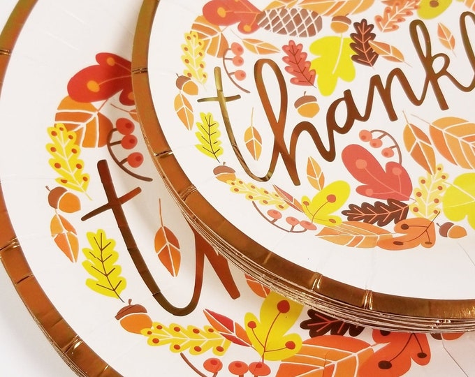 THANKFUL Paper Plates Dinner Thanksgiving Friendsgiving Thanks Give ...