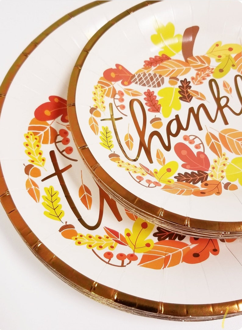 THANKFUL Paper Plates Dinner Thanksgiving Friendsgiving Thanks - Etsy