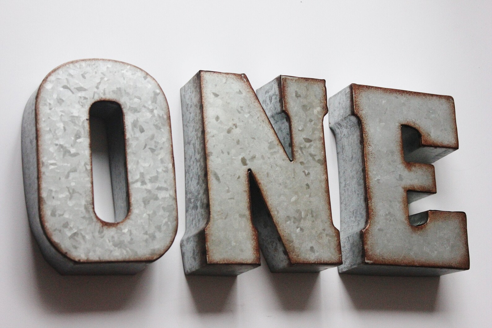 Sale 7 METAL LETTER ONE Block Style Rustic Metal Rustic | Etsy