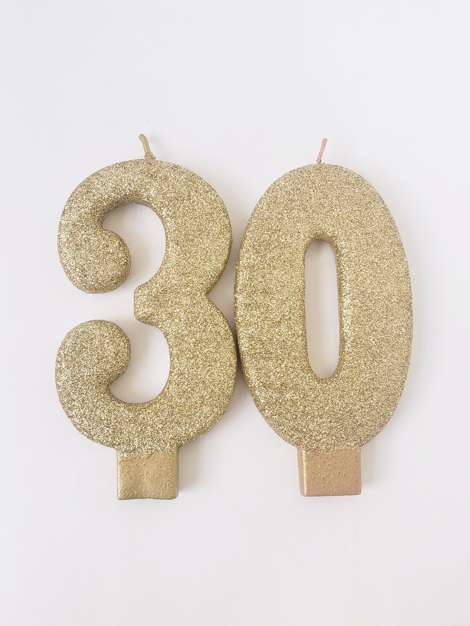 Sale 2 GOLD GLITTER NUMBER Candles 30th Birthday Large 5 - Etsy