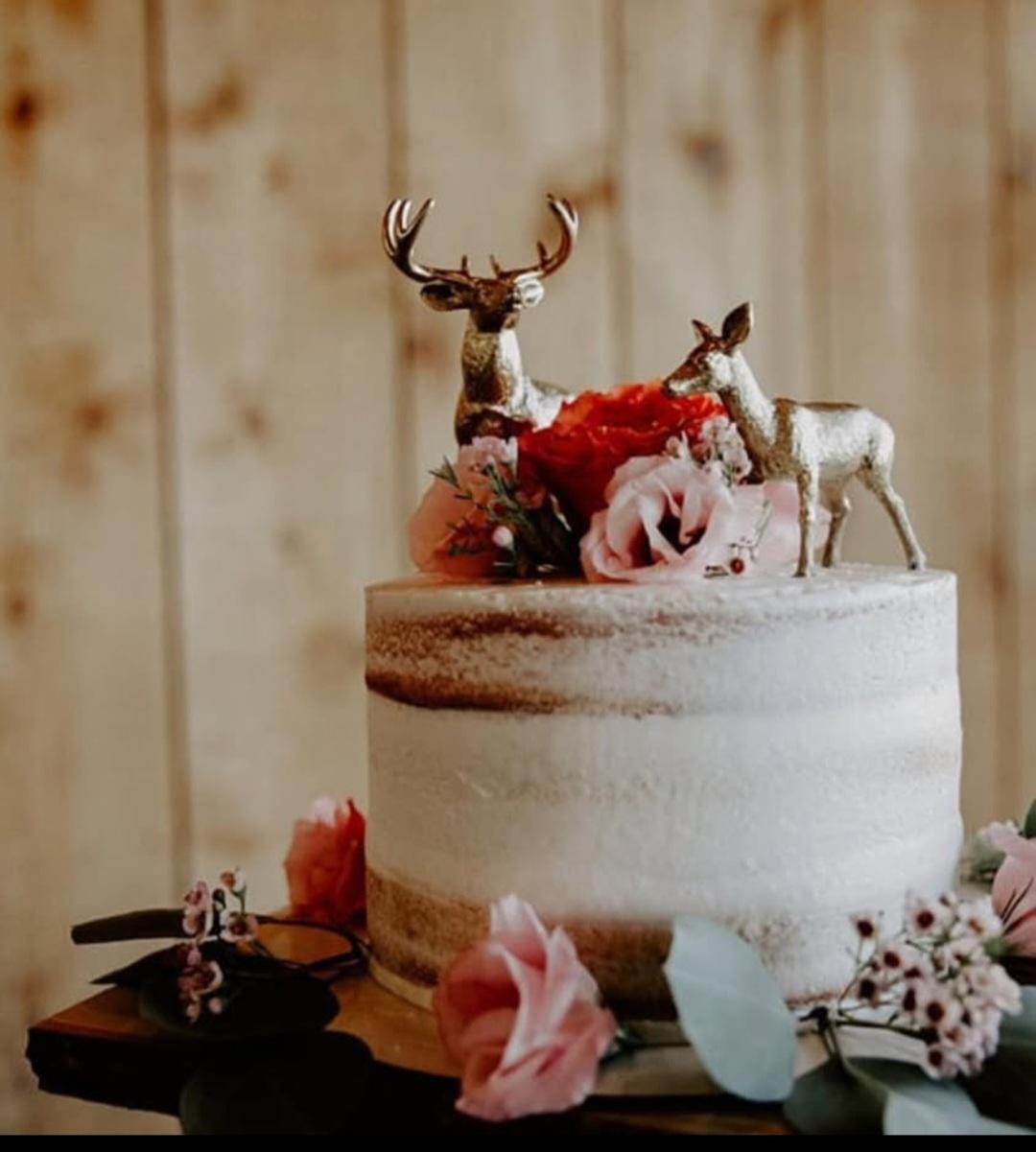 GOLD DEER Cake Topper Stag Buck Doe Rustic Glam Chic Whimsical ...