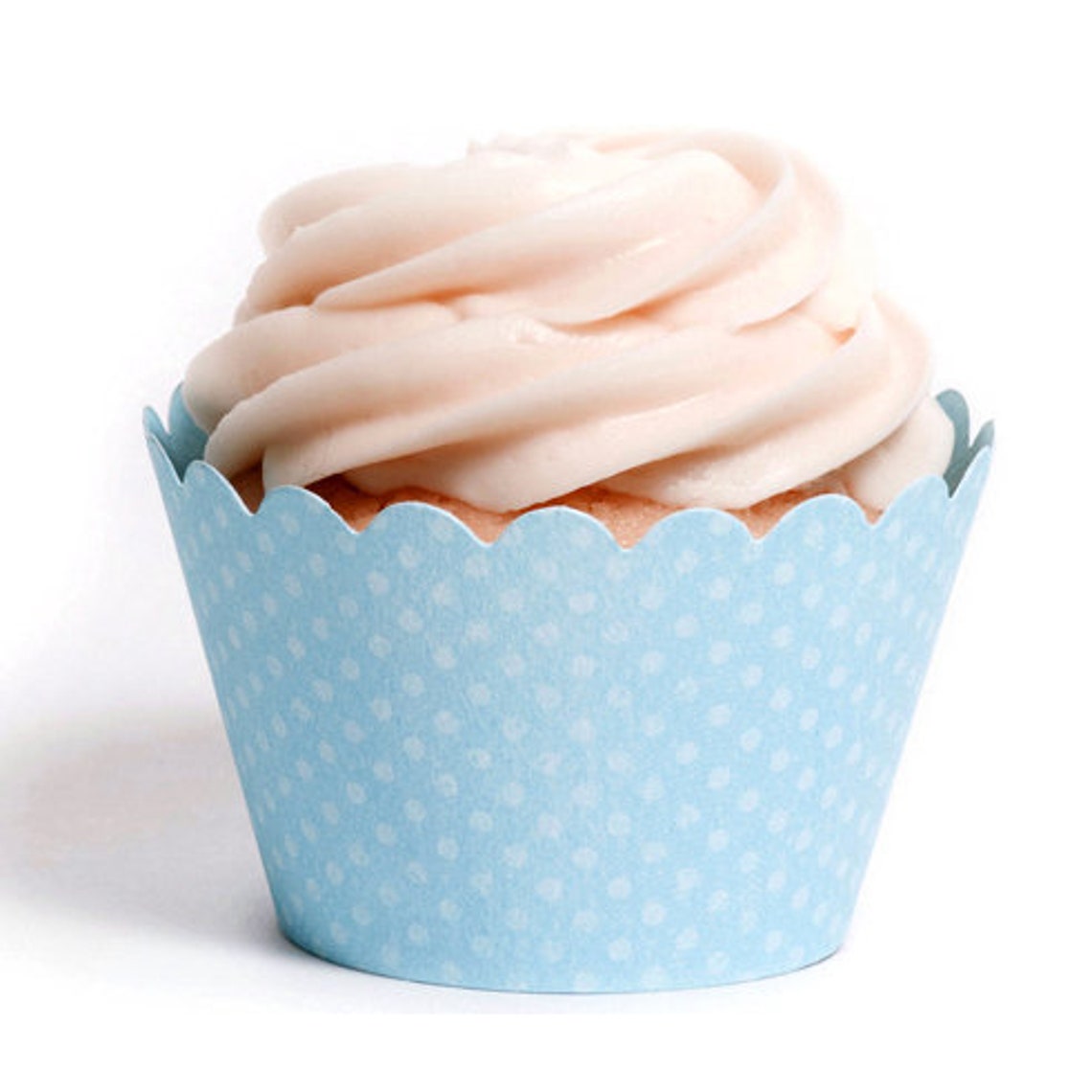 12 BABY BLUE Cupcake Wrappers Polka Dot Raised Dots Wraps | Etsy