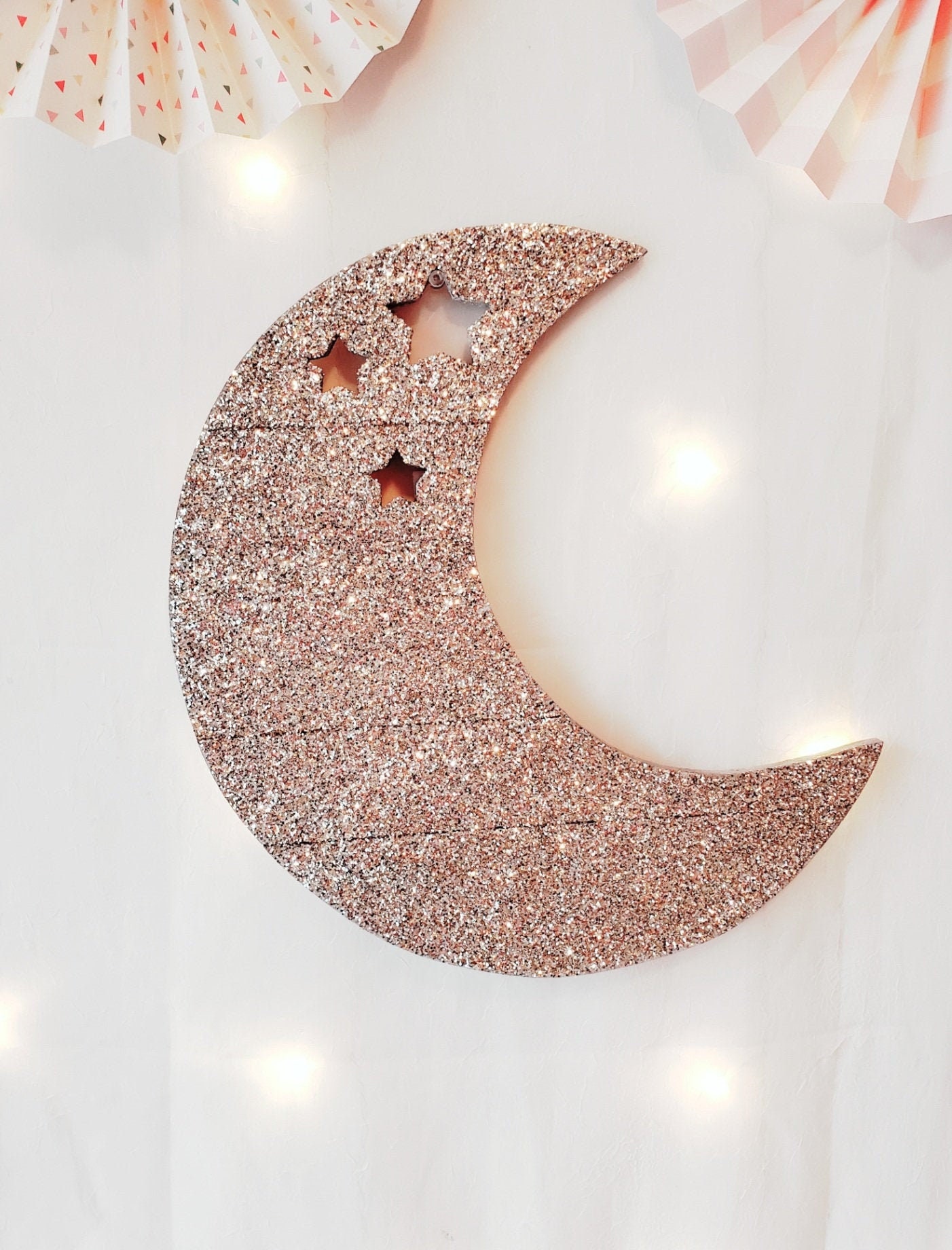 Sale GLITTERED WOOD CRESCENT Silver Moon Gold Half Moon Ramadan Eid ...