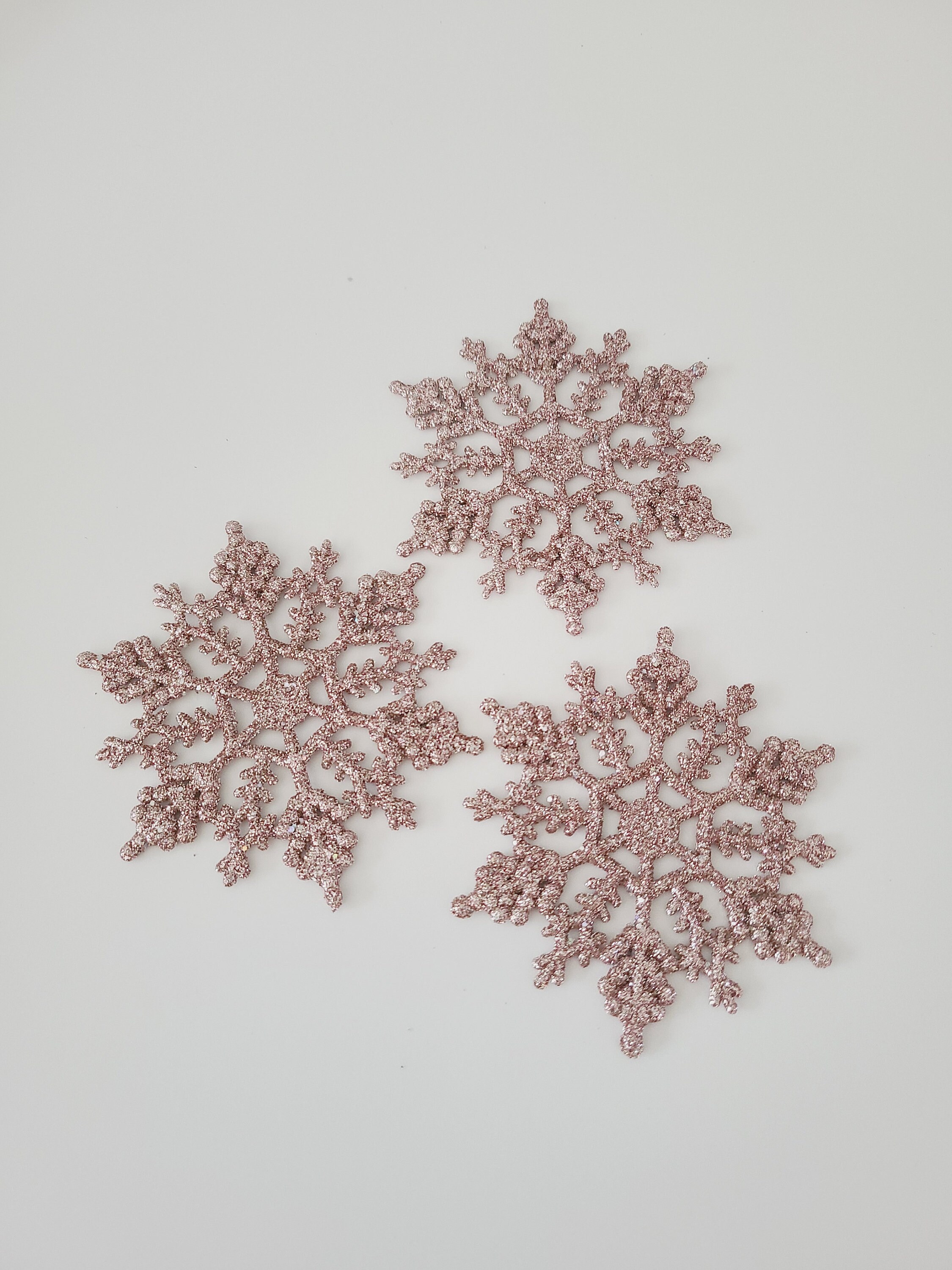 12 Ct ROSE GOLD GLITTER Snowflakes Colorful Snowflakes for Diy - Etsy
