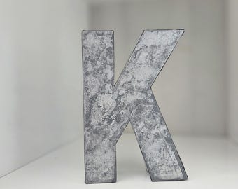 Sale 7" METAL LETTER ONE Block Style Rustic Metal Rustic Alphabet ...