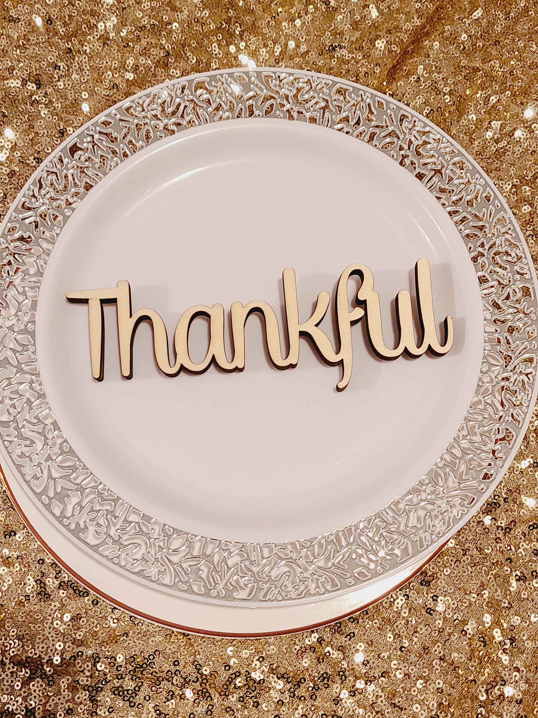 Set of 4 THANKFUL Wood Place Cards Plate Topper Thanksgiving - Etsy