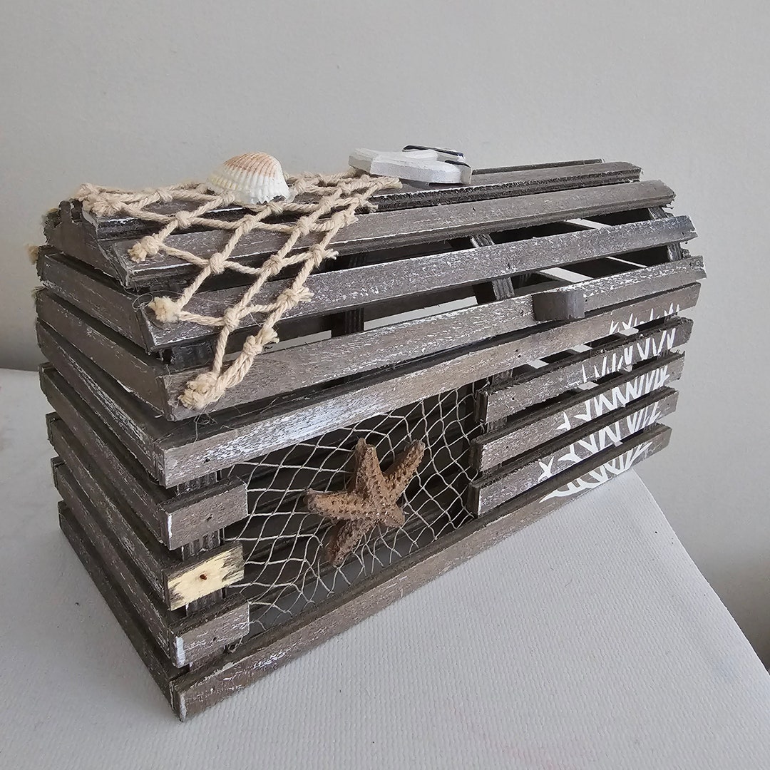 LOBSTER TRAP Small Card Box Wedding Small Wish Card Box Holder Nautical ...