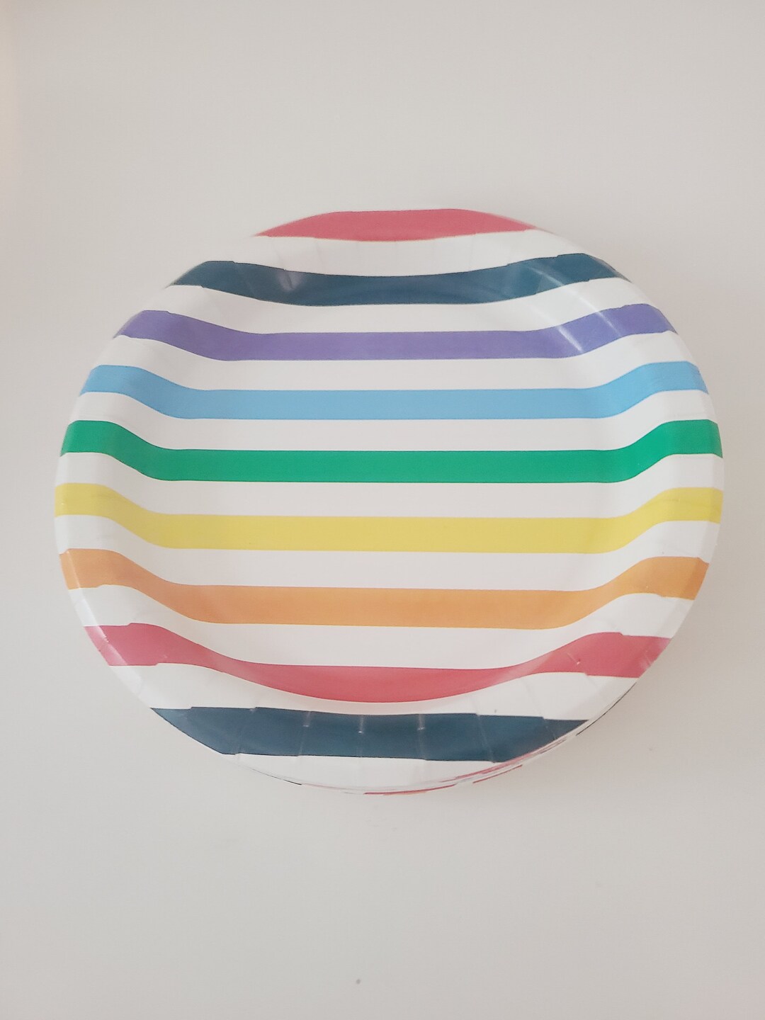 Sale 10 RAINBOW STRIPED Paper Plates Stripe 8" Birthday Party Unicorn ...