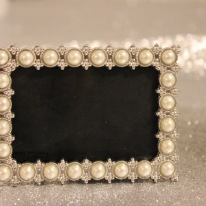 Sale Vintage Style PEARL BAROQUE FRAME Mini Picture Photo Jeweled White ...