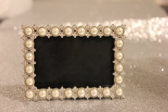 Sale Vintage Style PEARL BAROQUE FRAME Mini Picture Photo Jeweled White ...