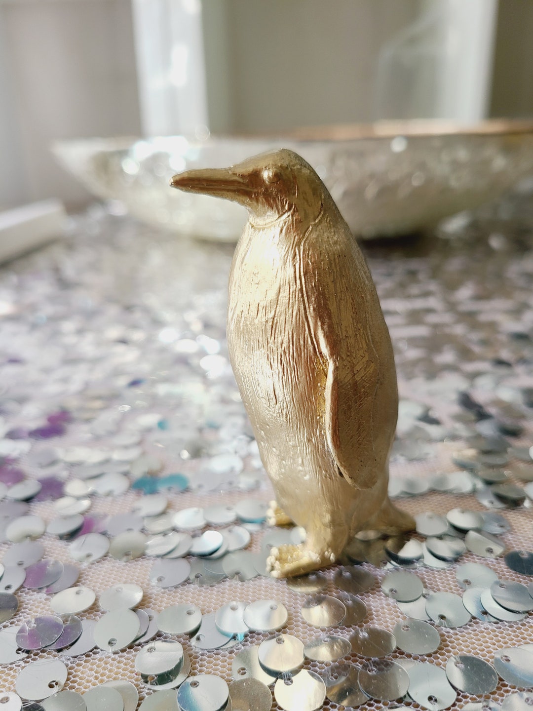 GOLD PENGUIN Cake Topper Glam Chic Whimsical Lucky Golden Animals ...