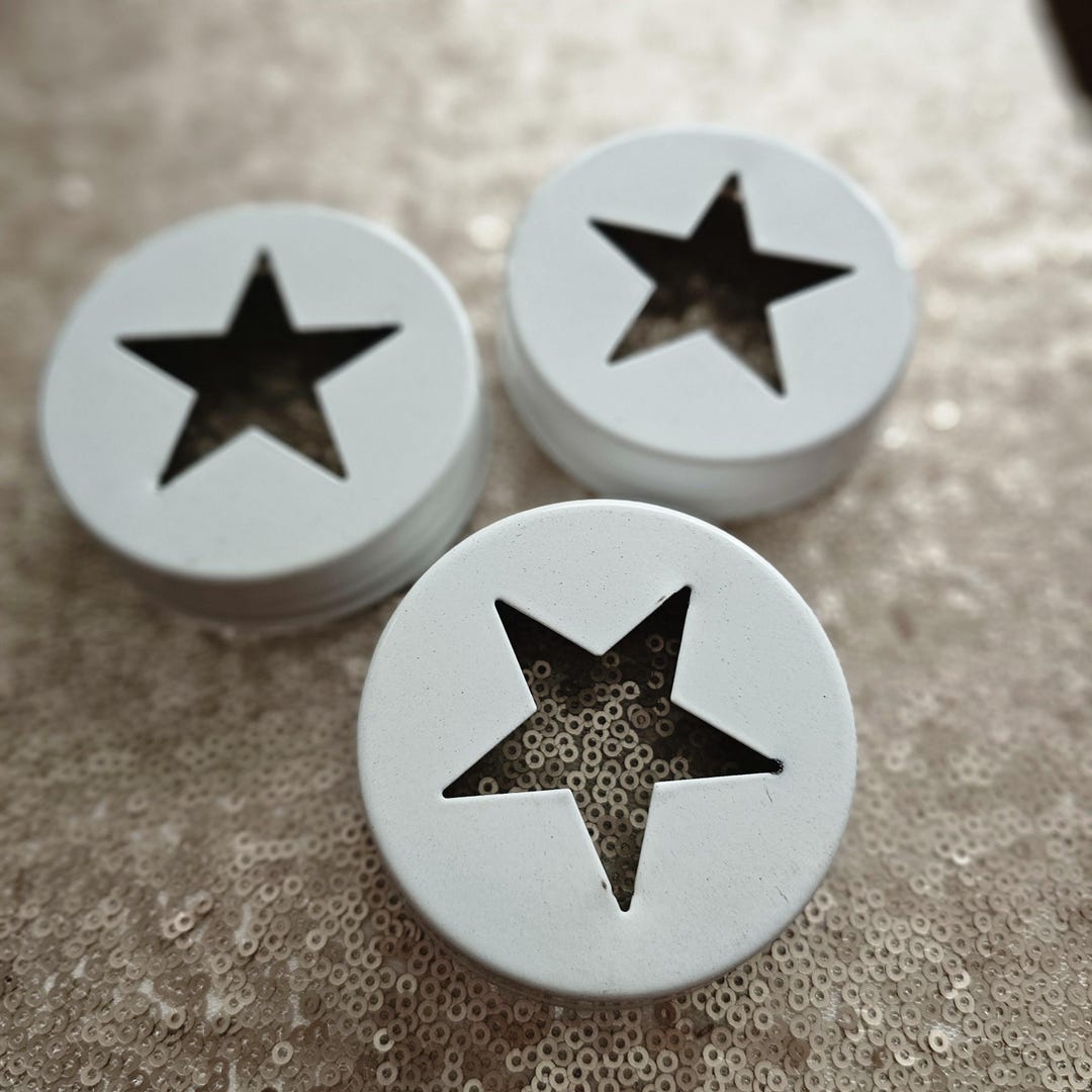 RUSTIC STAR LID White Jar Lid Mason Jar Metal Lid Closure Primitive ...