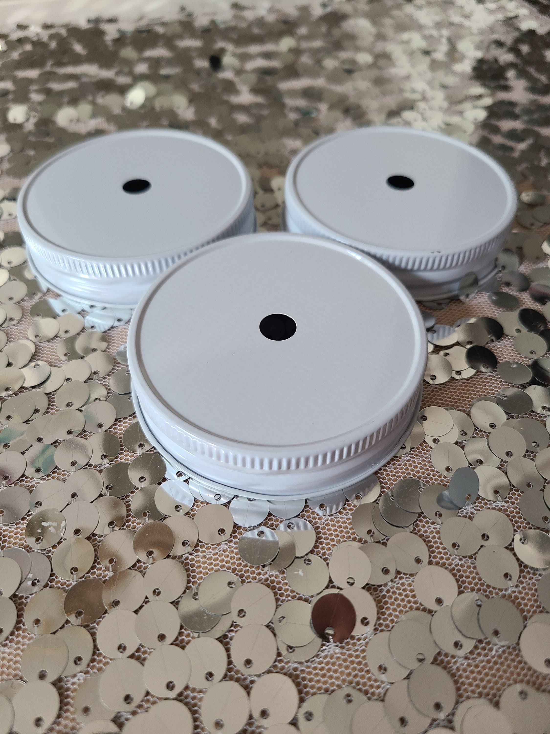 DRINKING STRAW LID Mason Jar Metal Lid Closure Floral Cut Jar Lids ...