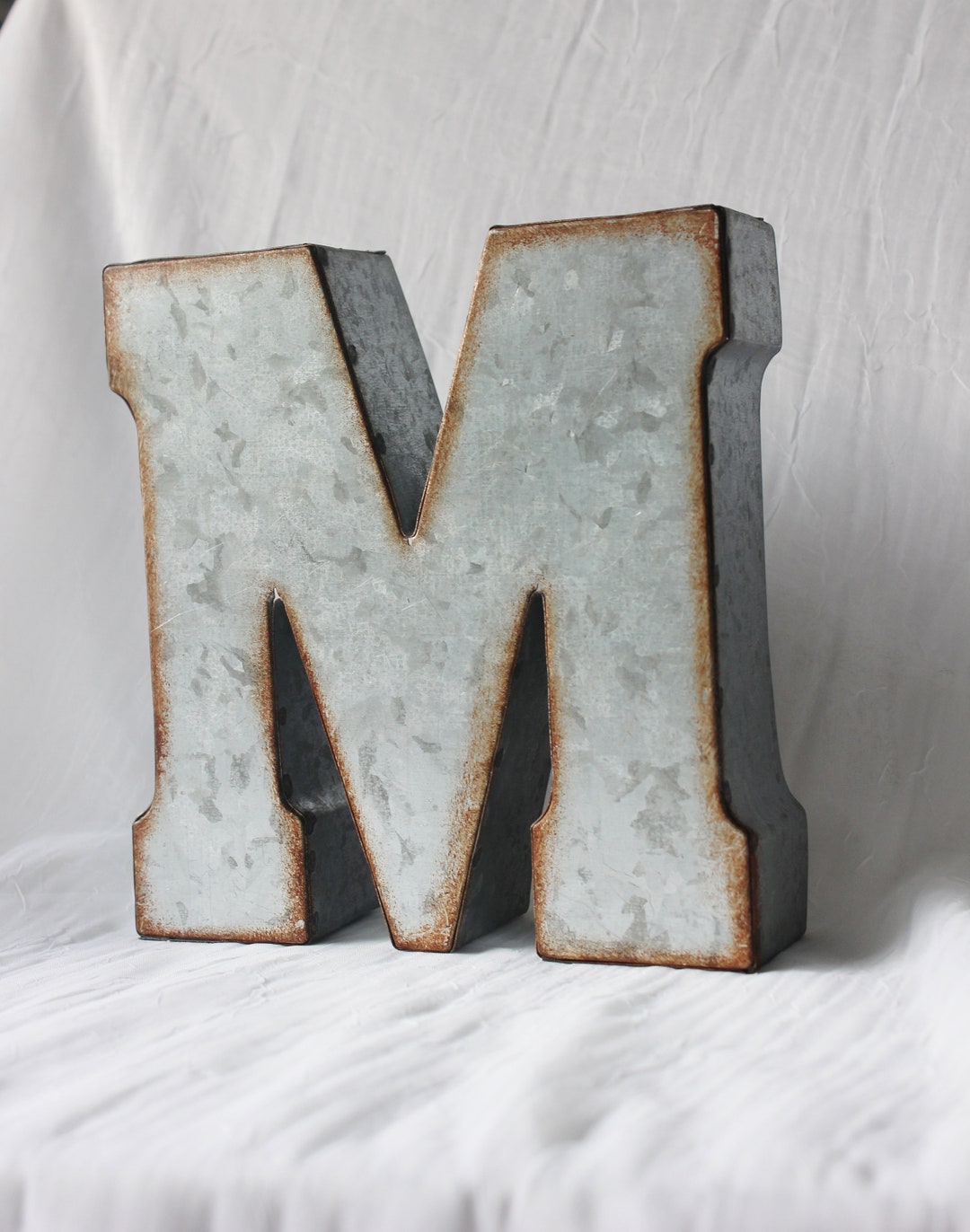 Sale 7" METAL LETTER Block Style Rustic Metal Rustic Alphabet Initial ...