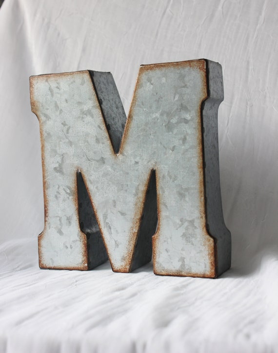 Sale 7 METAL LETTER Block Style Rustic Metal Rustic | Etsy