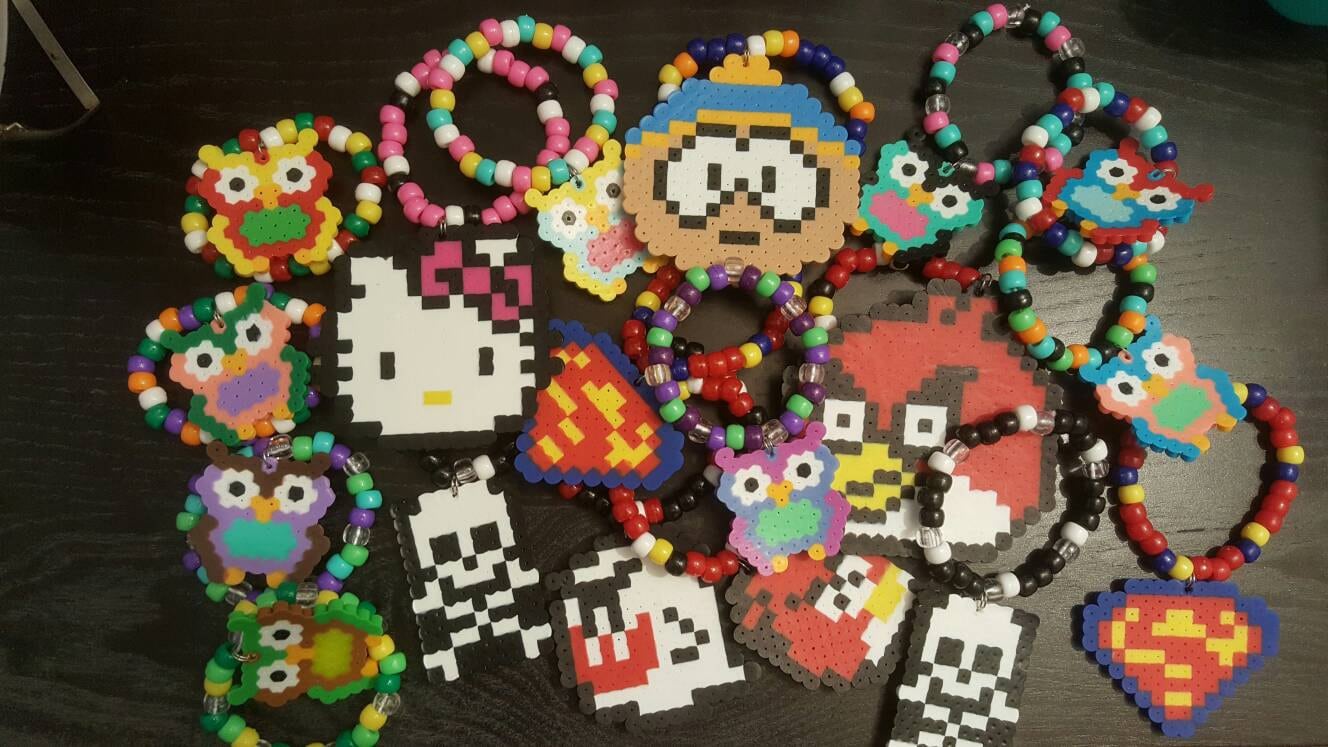 RAVE KANDI Bracelet 3 Random Perler Bead Bracelets Edm | Etsy