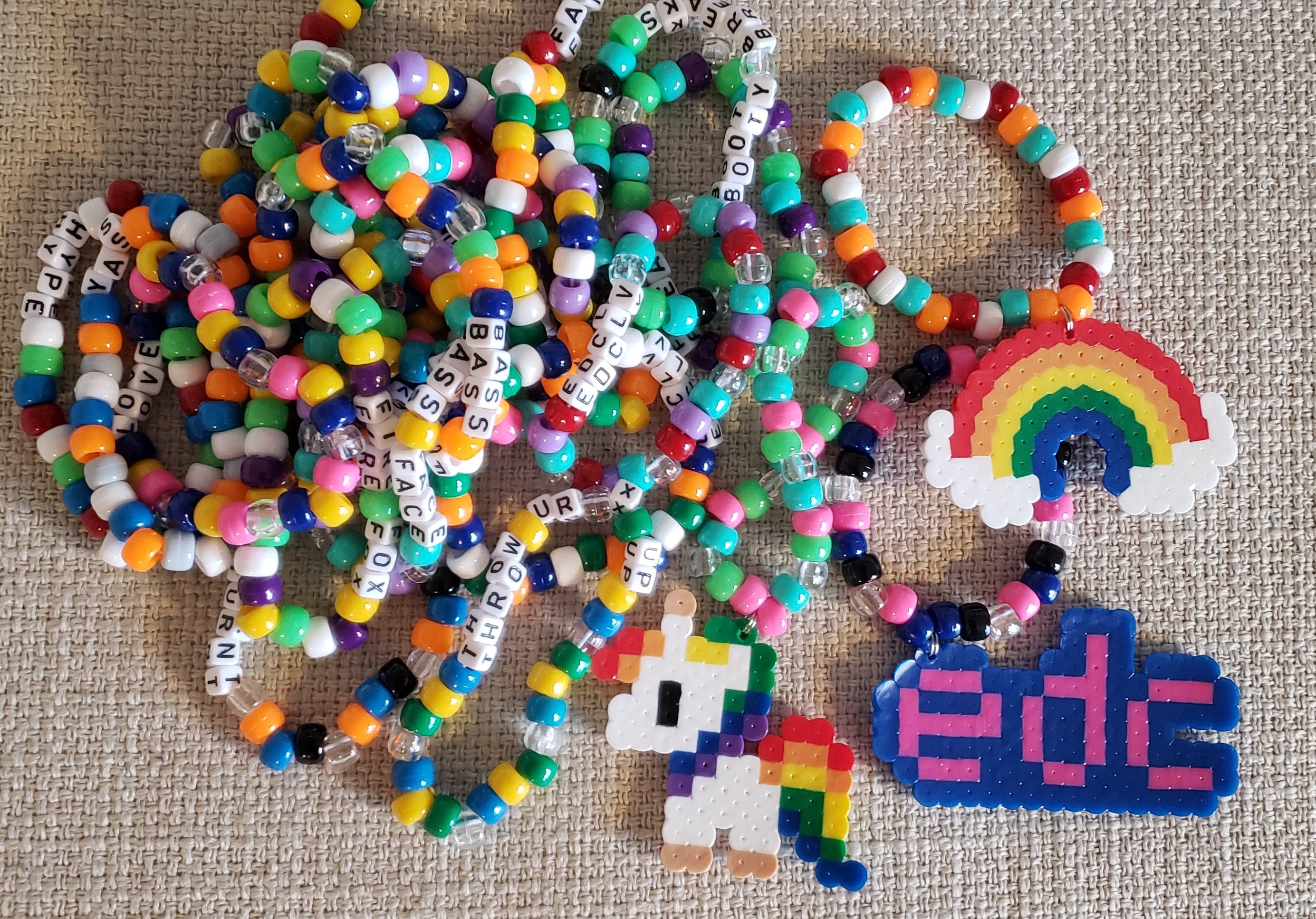 EDC Raver Kandi Kit Combo 20 Worded Kandi and 3 Perler - Etsy