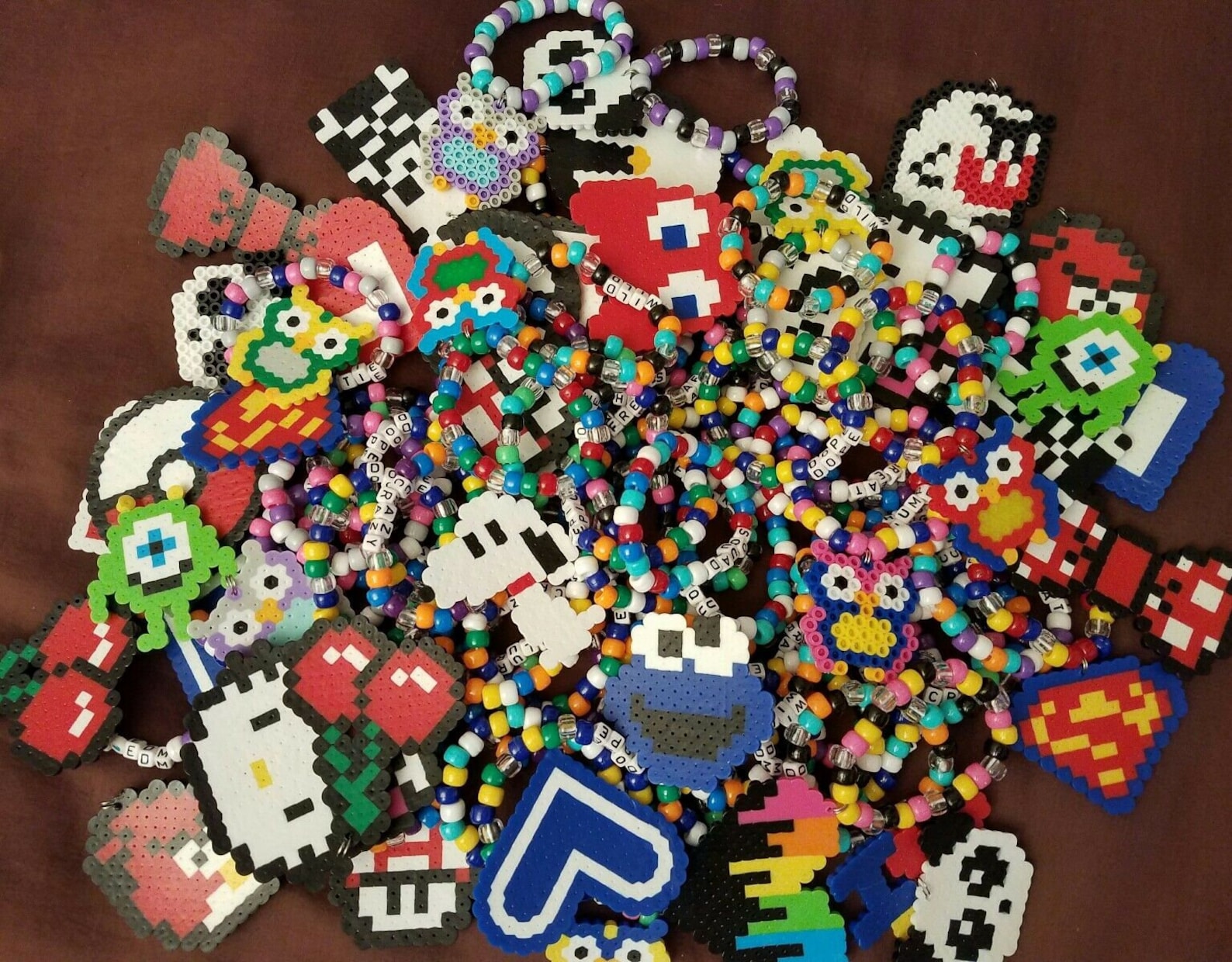 RAVE KANDI! 10 Random Perler Bead Bracelets! Edm - Rave Candy - Edc ...