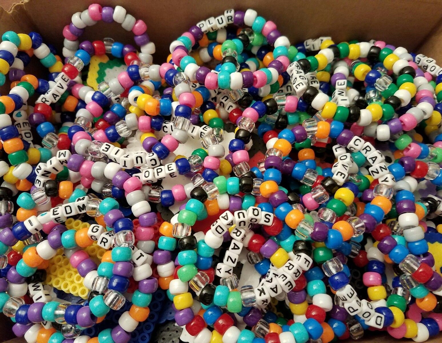 EDC Raver Kandi Kit Combo 20 Worded Kandi and 3 Perler - Etsy