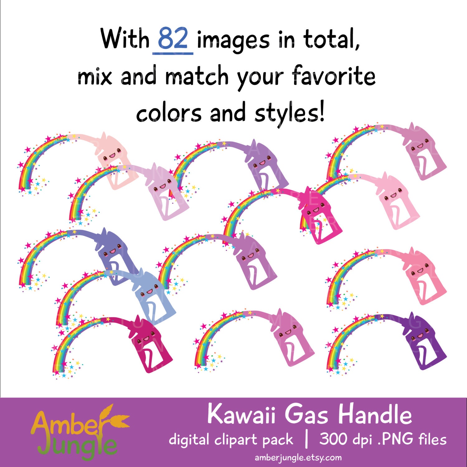 Kawaii Gas Clipart Rainbow Gasolina Clip Art para Planner - Etsy México