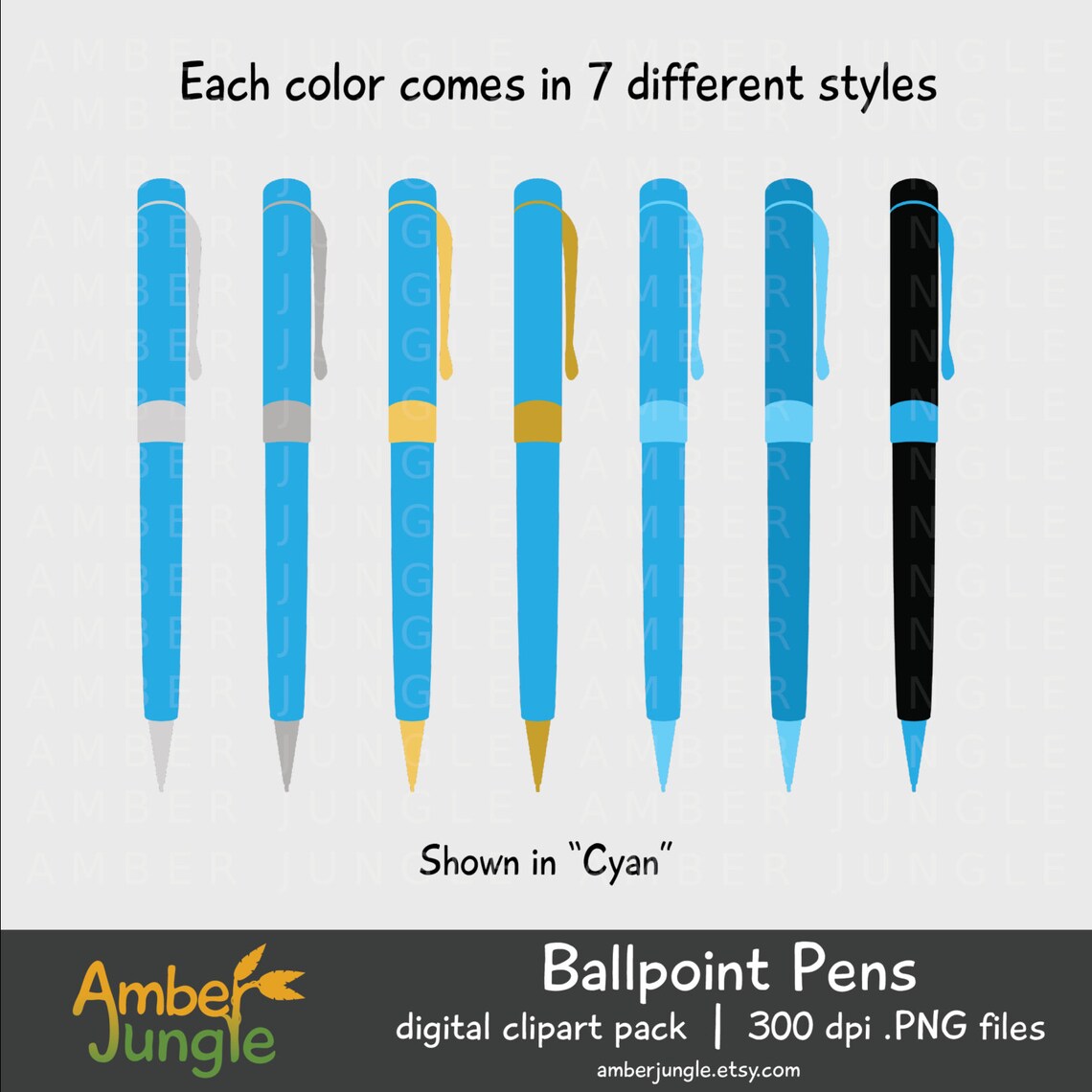 Ballpoint Pen Clipart Instant Download Pen Clip Art Digital Planner ...