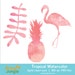 Tropical Watercolor Clipart Flamingo Pineapple Clip Art - Etsy