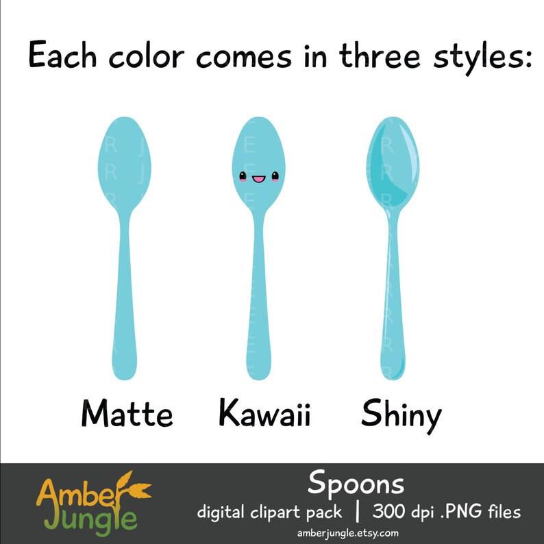 Spoon Clipart- Spoonie Clip Art for Planner Stickers- Cute Rainbow ...