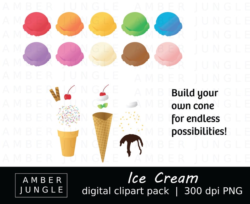 Ice Cream Clipart - Instant Download! Ice Cream Cone Clip Art Sweet ...