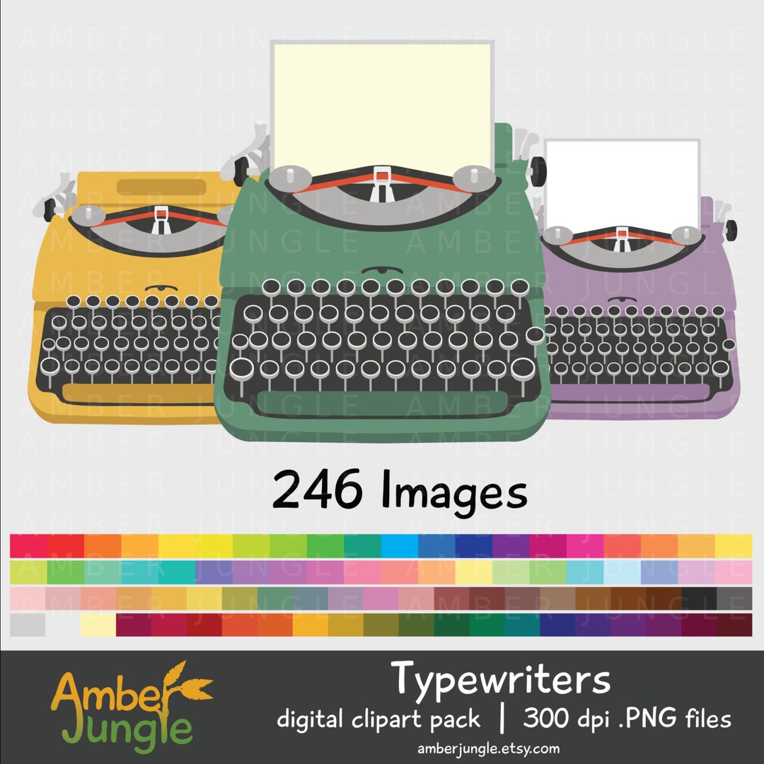 Typewriter Clipart- Rainbow Type Writer Clip Art for Planner Stickers ...