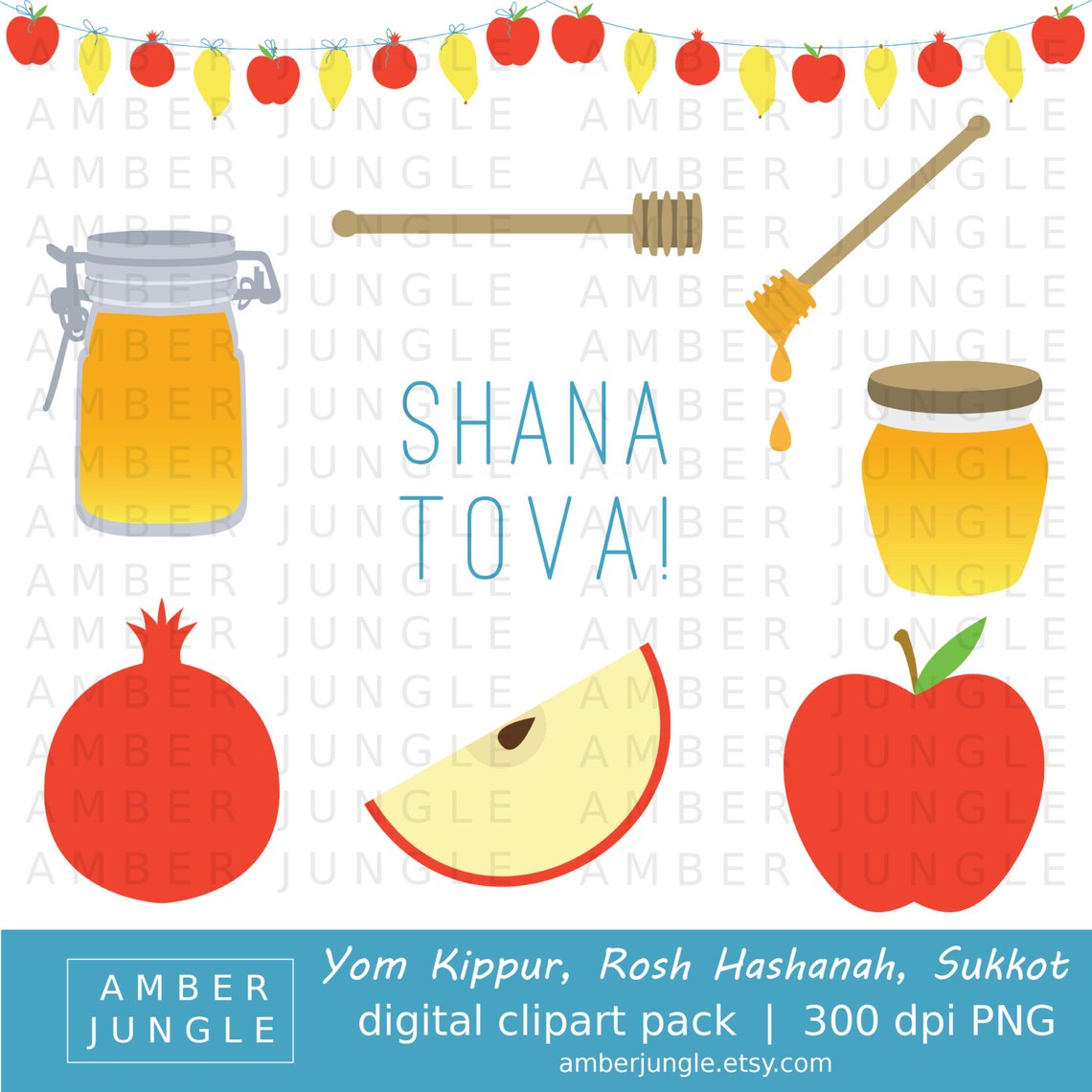 Rosh Hashanah Clipart- Yom Kippur Sukkot Clip Art- Instant Download ...