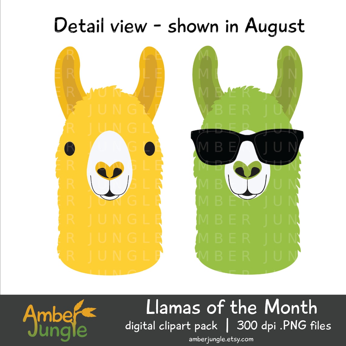 Llama Clipart- Llamas Planner Clip Art- Llama of the Month Heads ...
