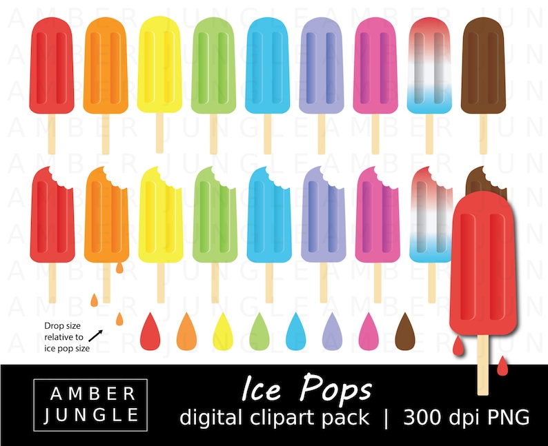 Ice Pop Clipart - Popsicle Clip Art for Planner Stickers, Printable Ice ...