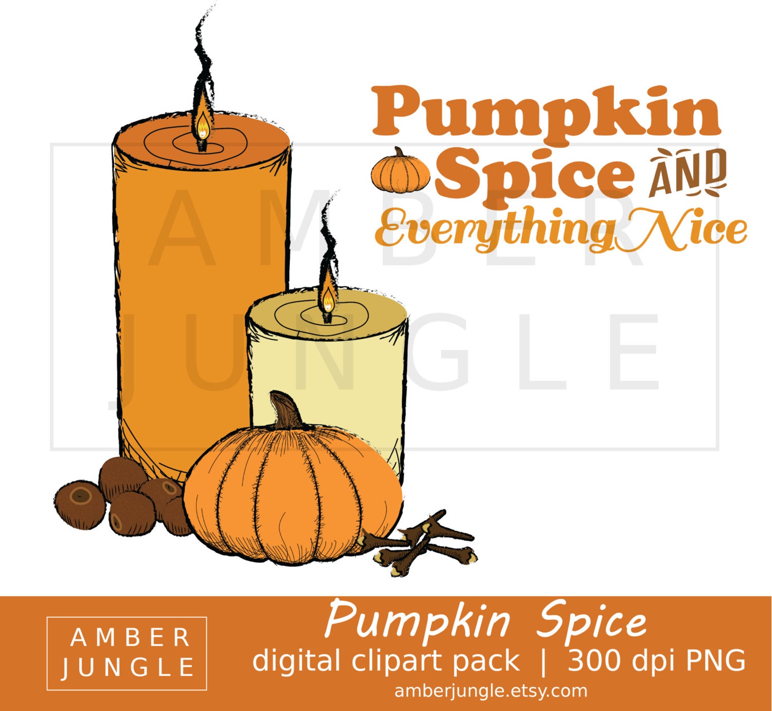 Pumpkin Spice Clipart - Instant Download! Pumpkin Pie Spice Latte Clip ...