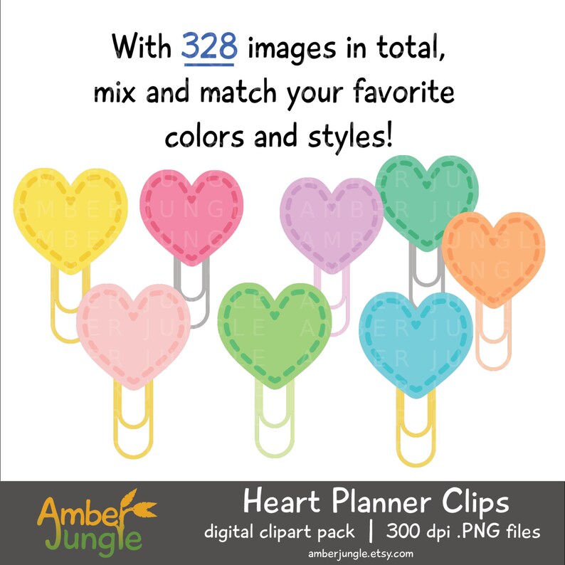 Heart Planner Clips Clipart - Heart Shaped Paper Clip Art Rainbow ...