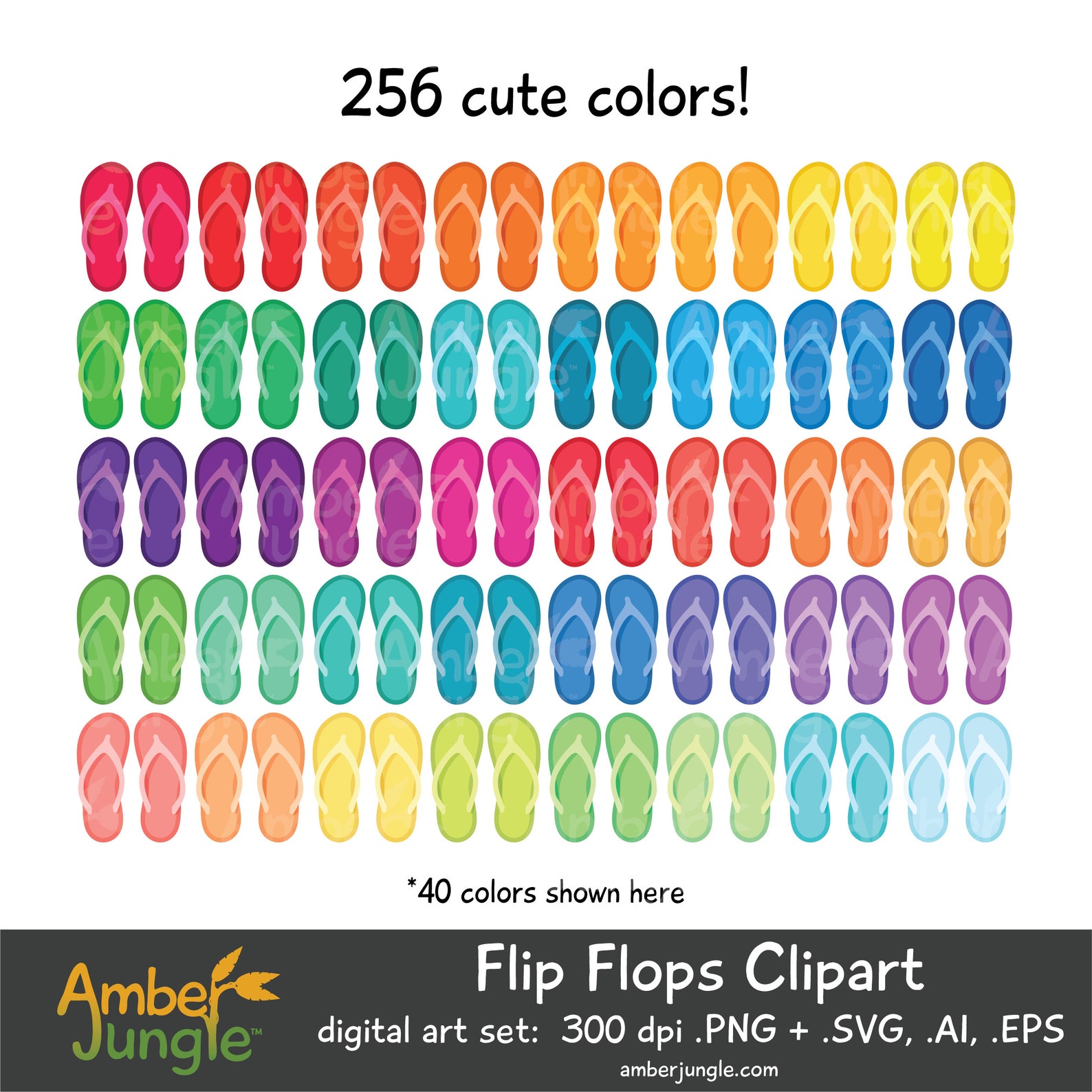Flip Flop Clipart- Sandal Clip Art- Summer Thongs for Planner Stickers ...