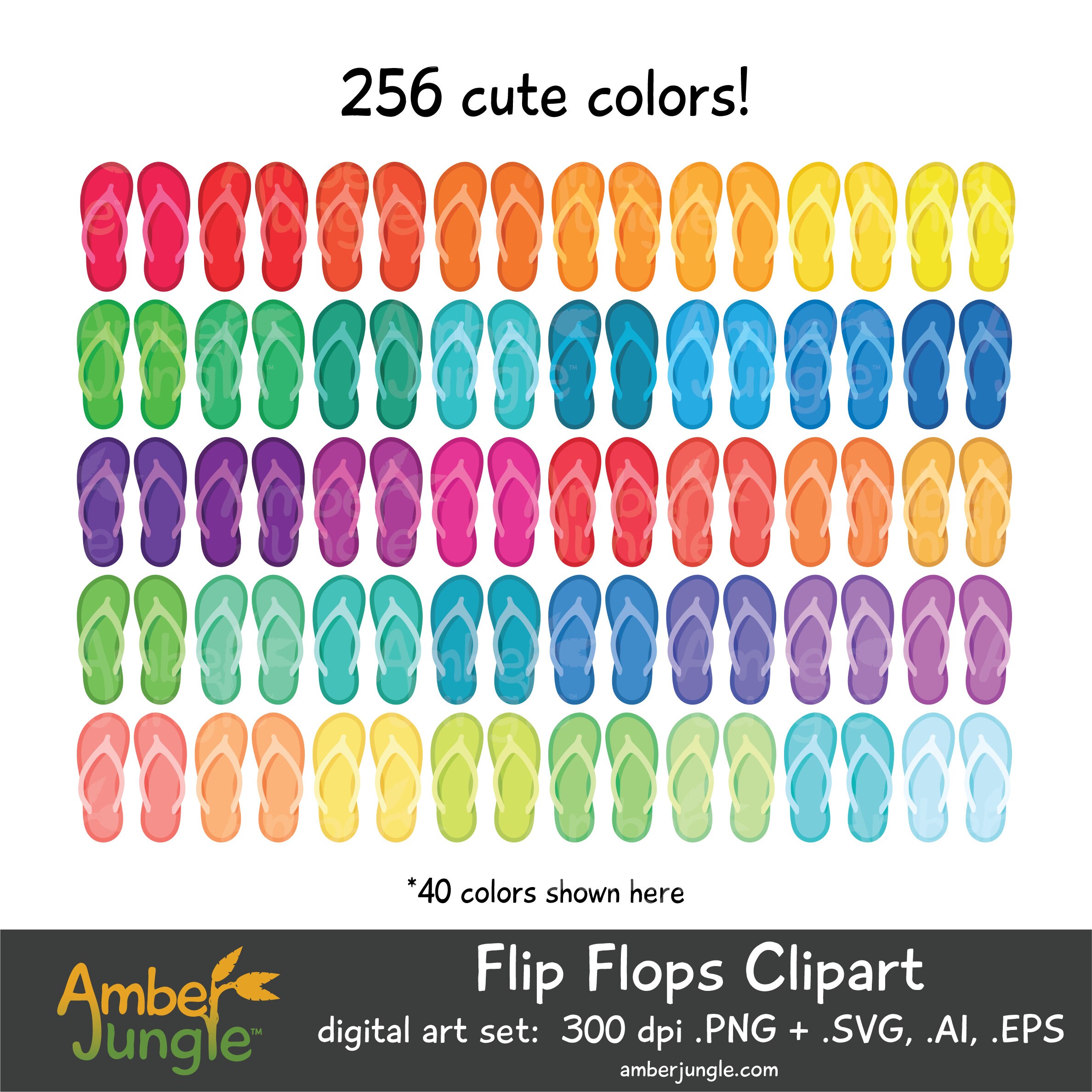 Flip Flop Clipart- Sandal Clip Art- Summer Thongs for Planner Stickers ...