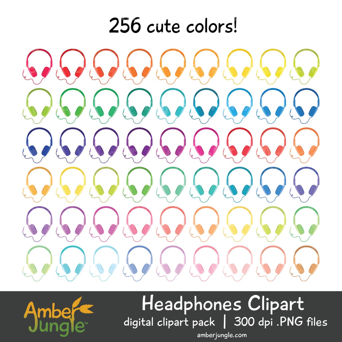 Headphones Clipart- Earphones Clip Art for Planner Stickers- Listen to ...