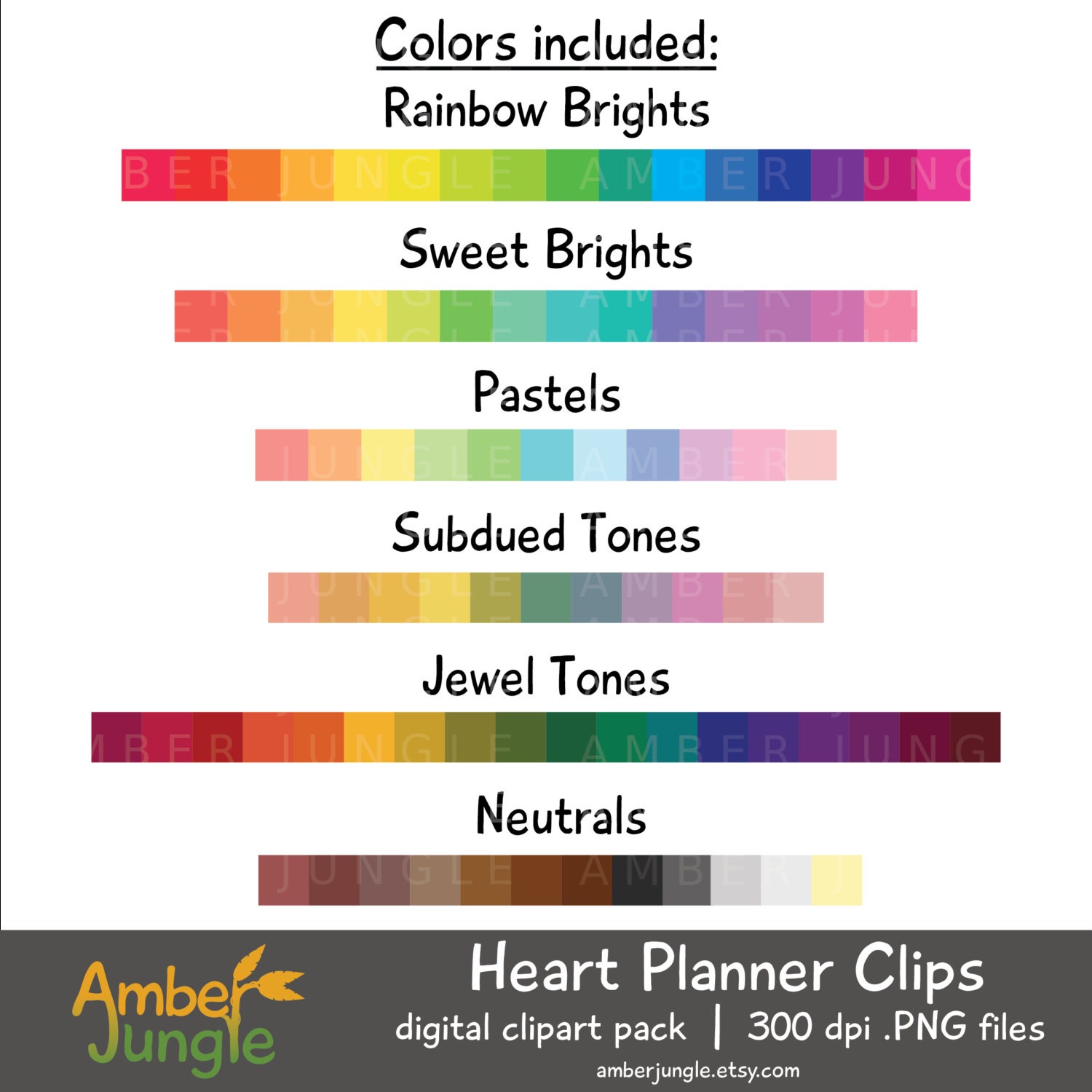 Heart Planner Clips Clipart - Heart Shaped Paper Clip Art Rainbow ...