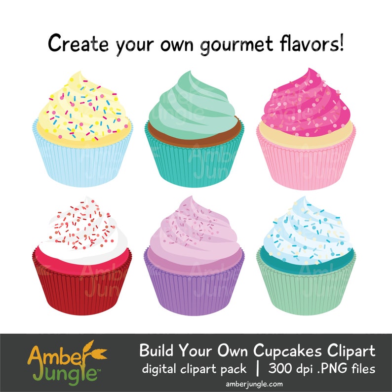 Cupcakes Clipart- Clip Art for Planner Stickers- Build Your Own Cup ...