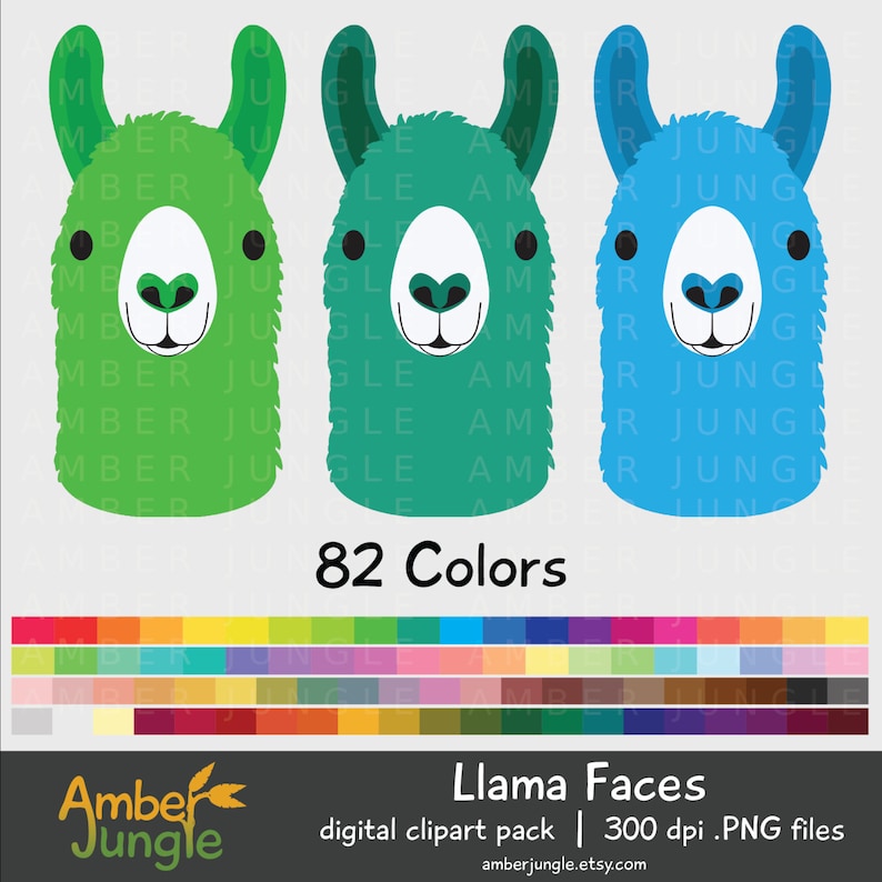 Llama Clipart- Llamas Planner Clip Art- Rainbow Llama Faces for Planner ...
