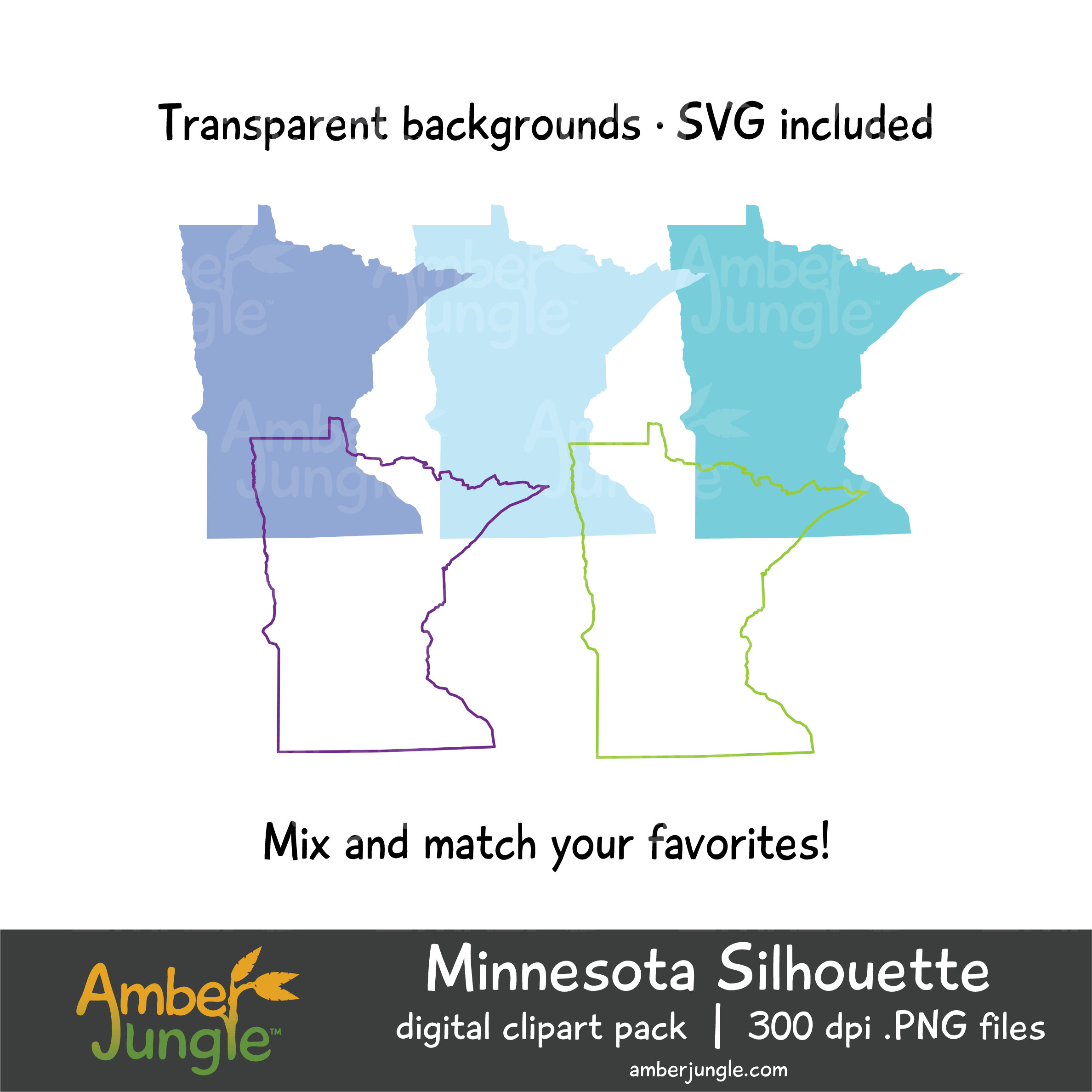 Minnesota Clipart- Minnesota Silhouette State Clip Art- MN Map Outline ...
