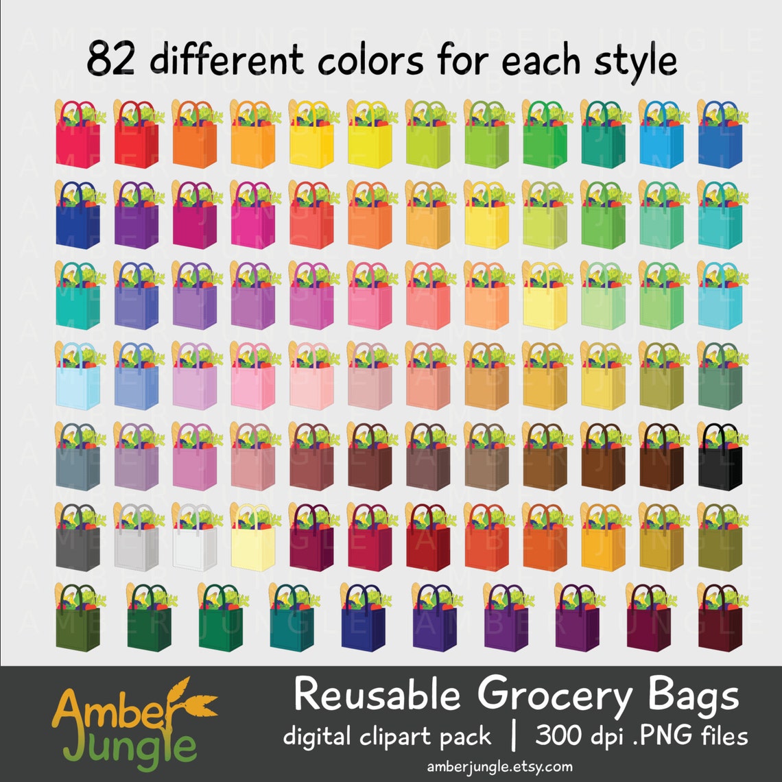 Grocery Bag Clipart- Groceries Clip Art for Planner Sticker Reusable ...