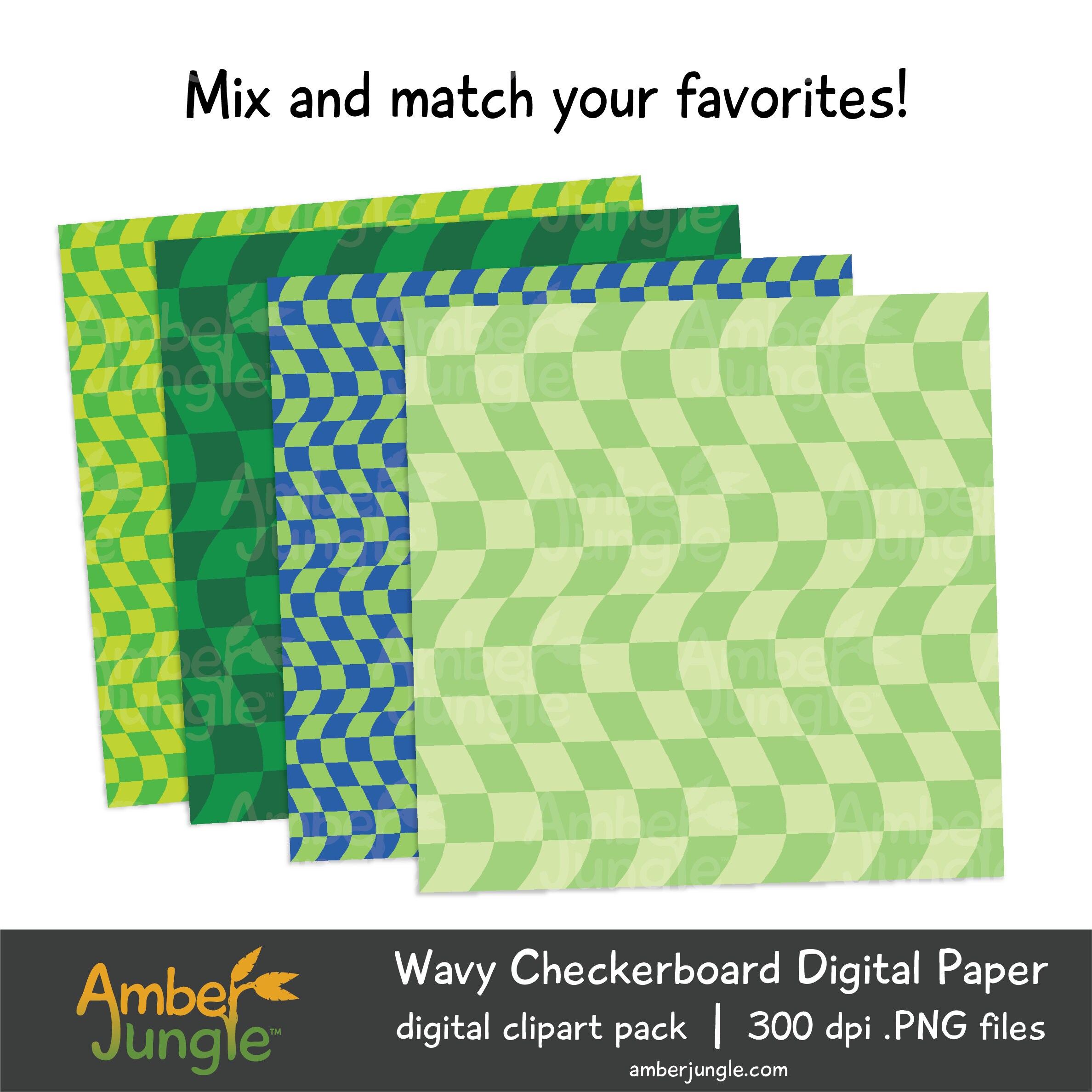 Wavy Checkerboard Digital Paper Pack: 12x12 Inch Seamless/tiling ...
