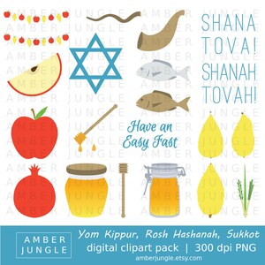Rosh Hashanah Clipart- Yom Kippur Sukkot Clip Art- Instant Download ...