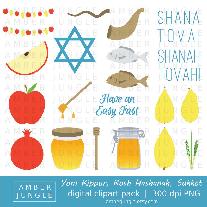 Rosh Hashanah Clipart- Yom Kippur Sukkot Clip Art- Instant Download ...