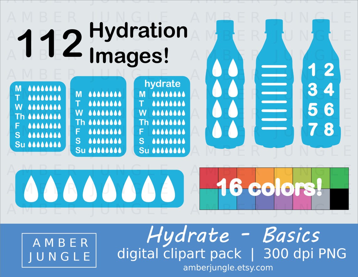 Hydration Clipart Basics - Instant Download! Hydrate Printable Clip Art ...