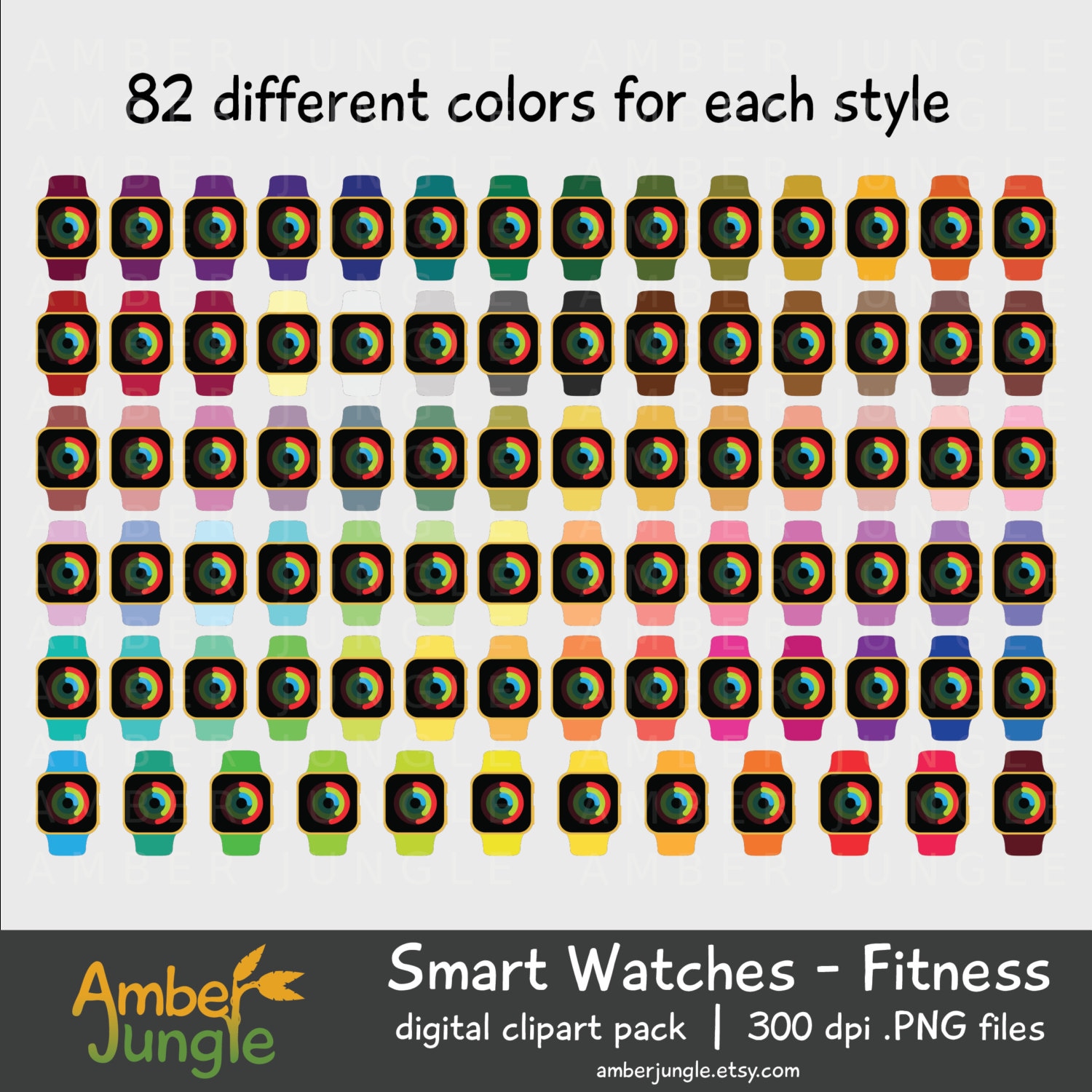Smart Watch Fitness Clipart- Smartwatch Clip Art for Planner Stickers ...