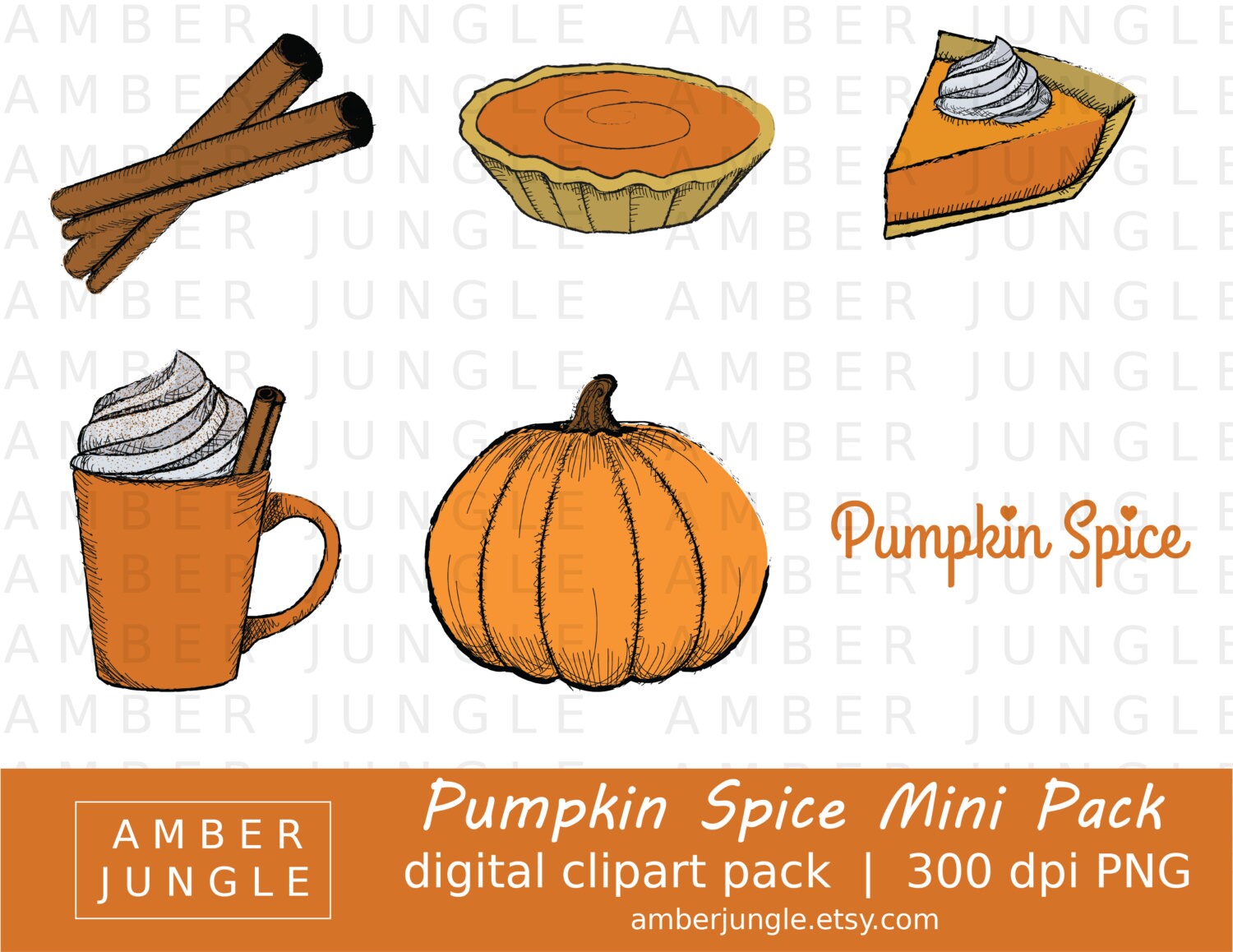 Pumpkin Spice Clipart Mini Pack- Instant Download! Pumpkin Pie Spice ...