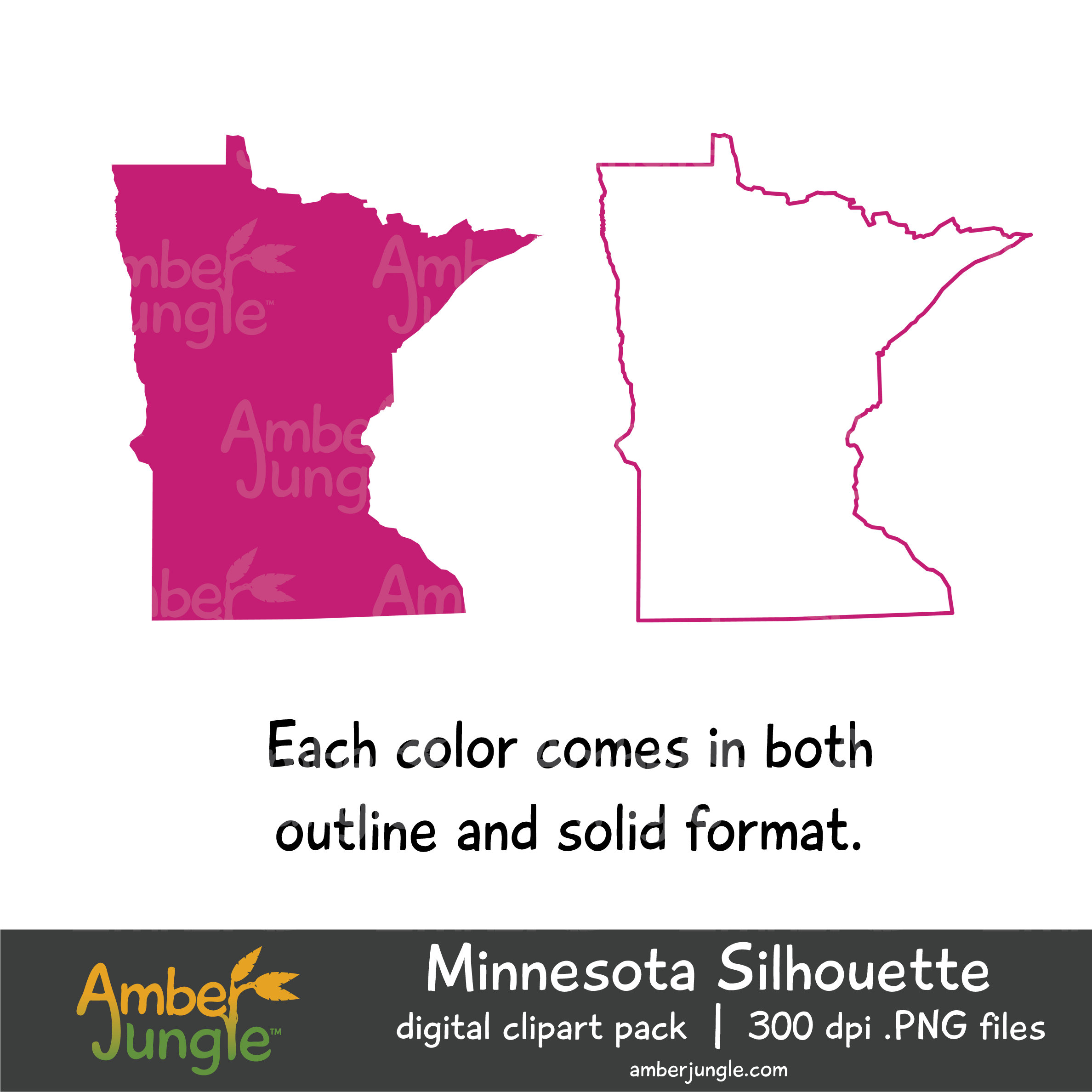Minnesota Clipart- Minnesota Silhouette State Clip Art- MN Map Outline ...