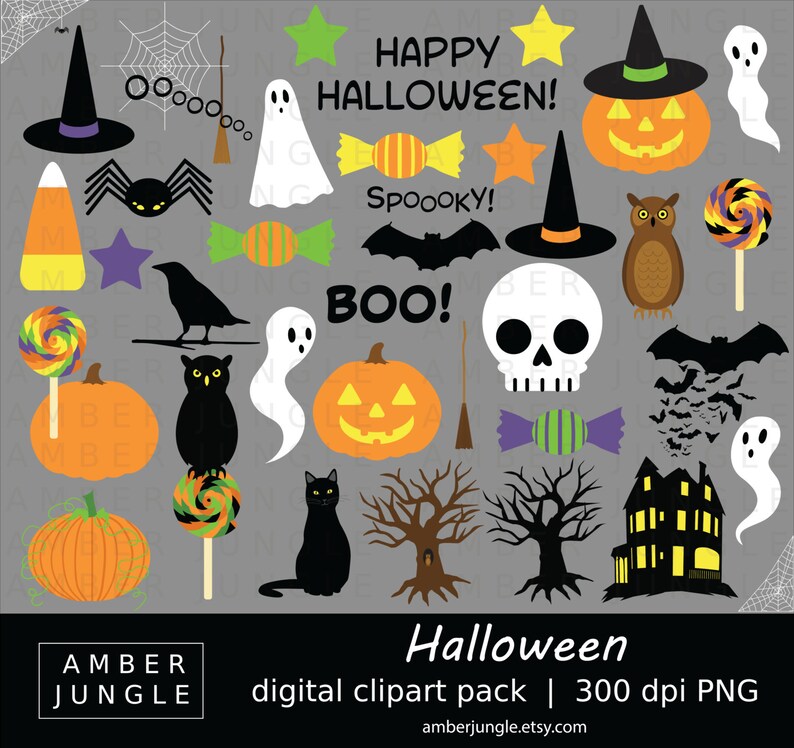 Halloween Clipart- Huge Halloween Clip Art Set for Planner Stickers ...